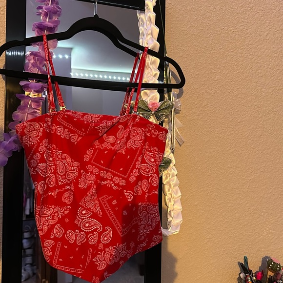 Tops | Red Bandana Top | Poshmark